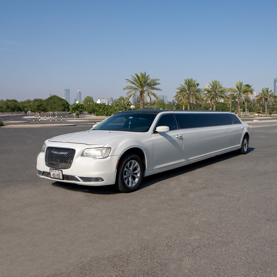 Book Chrysler White Stretch Limo in Dubai | Best Limousine Service